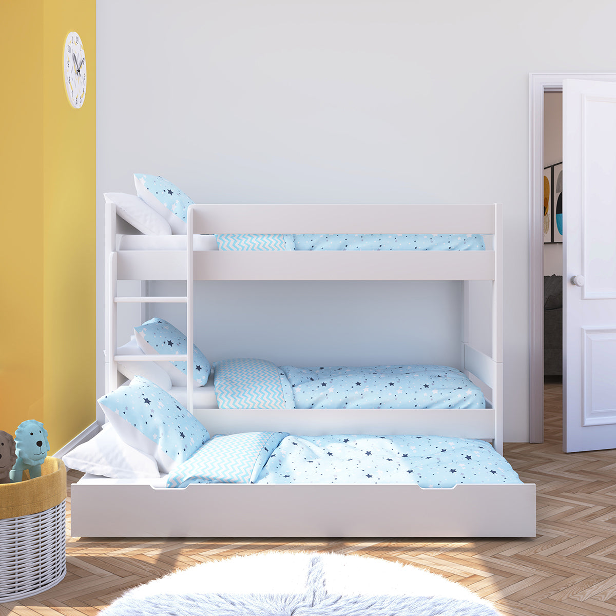 Compact Bunk Bed With Open Trundle White – WinkSleep