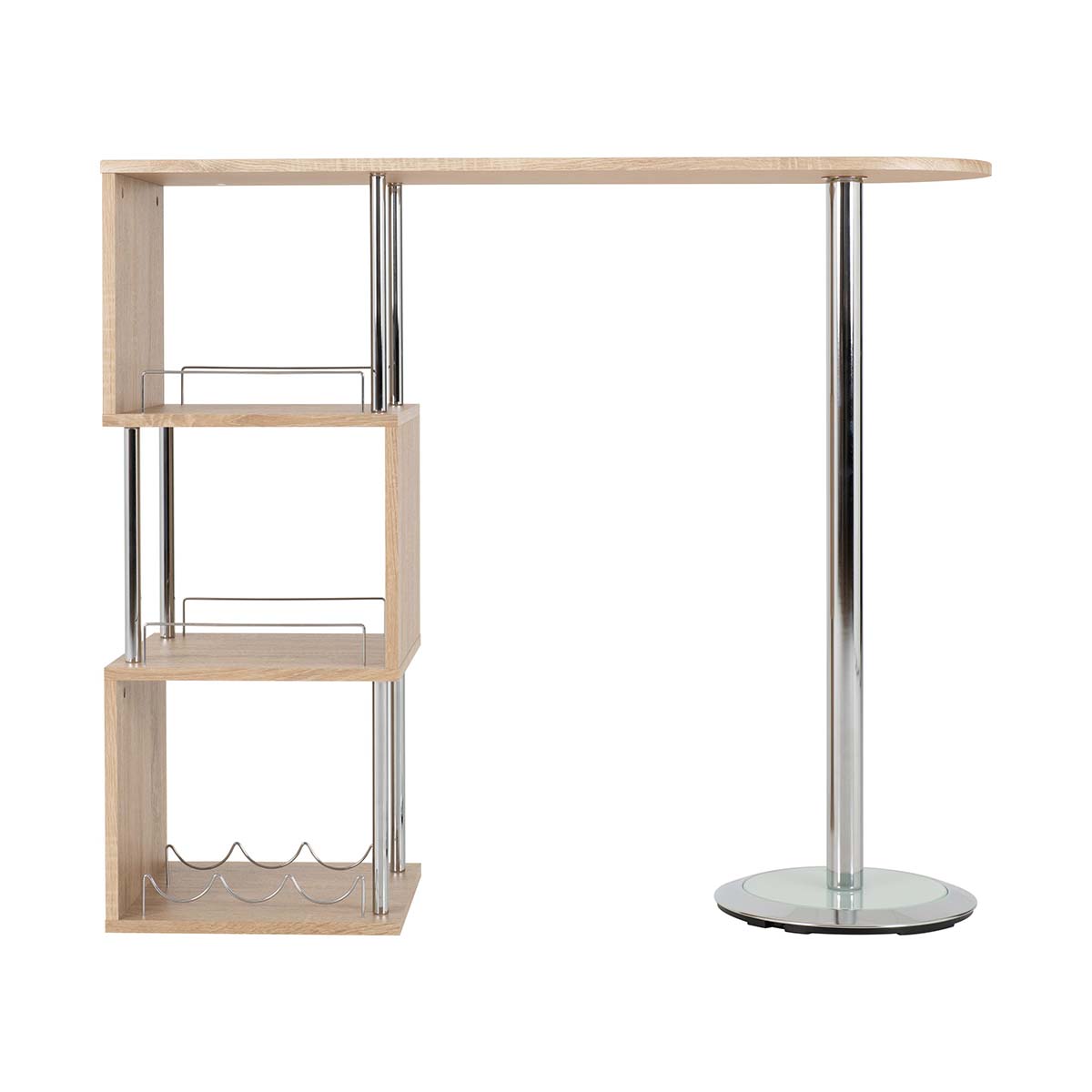Charisma Home Bar Table - Light Sonoma Oak Effect Veneer/chrome – WinkSleep